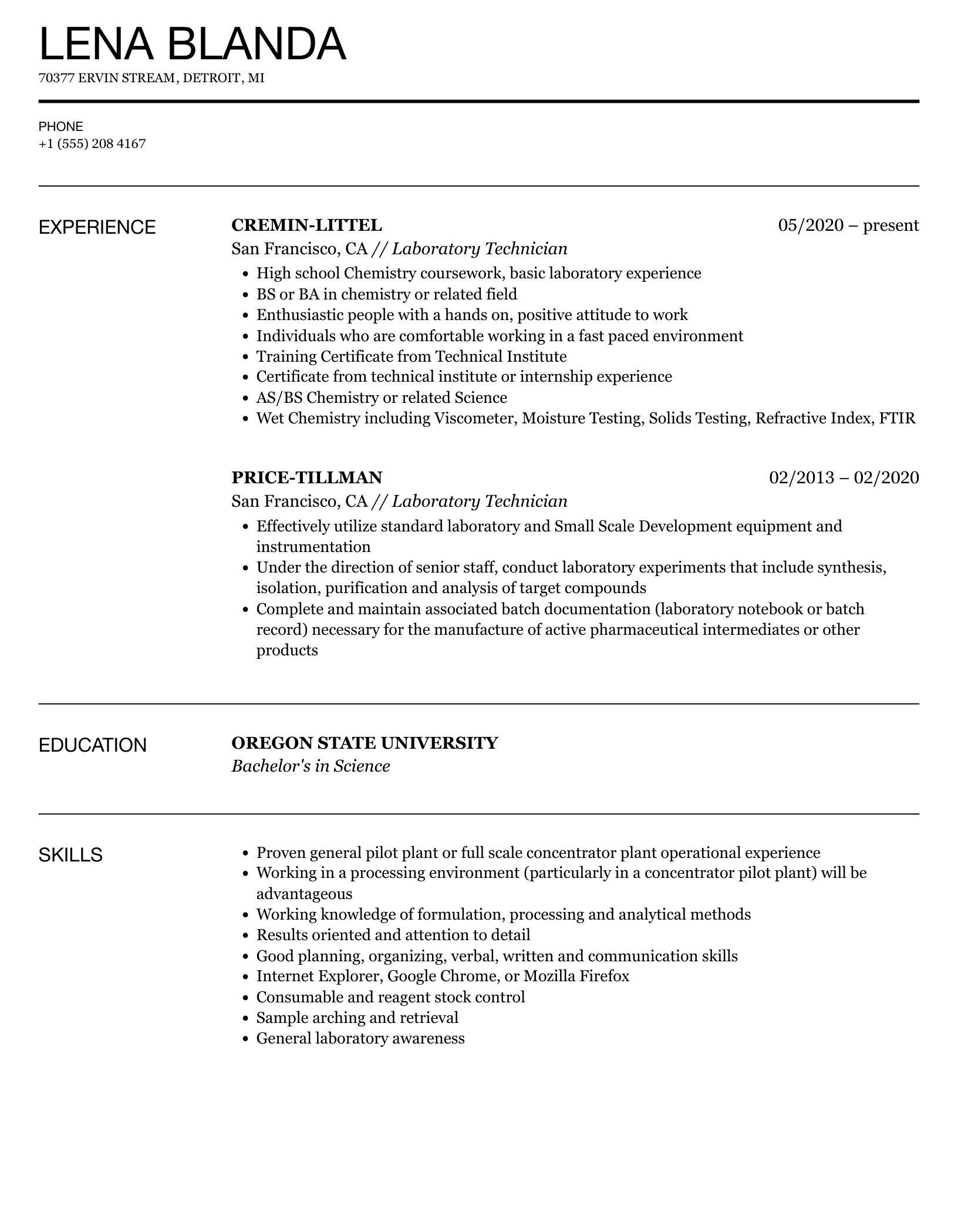 Lab Technician Skills Resume Programmingbyrajat