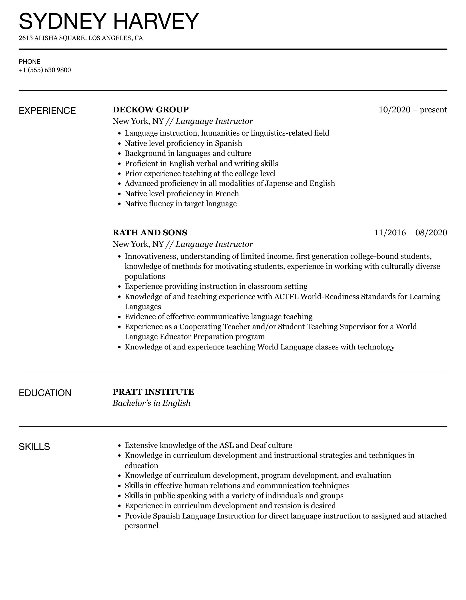 Sample Cv For Online Instructor Images Certificate De Vrogue co