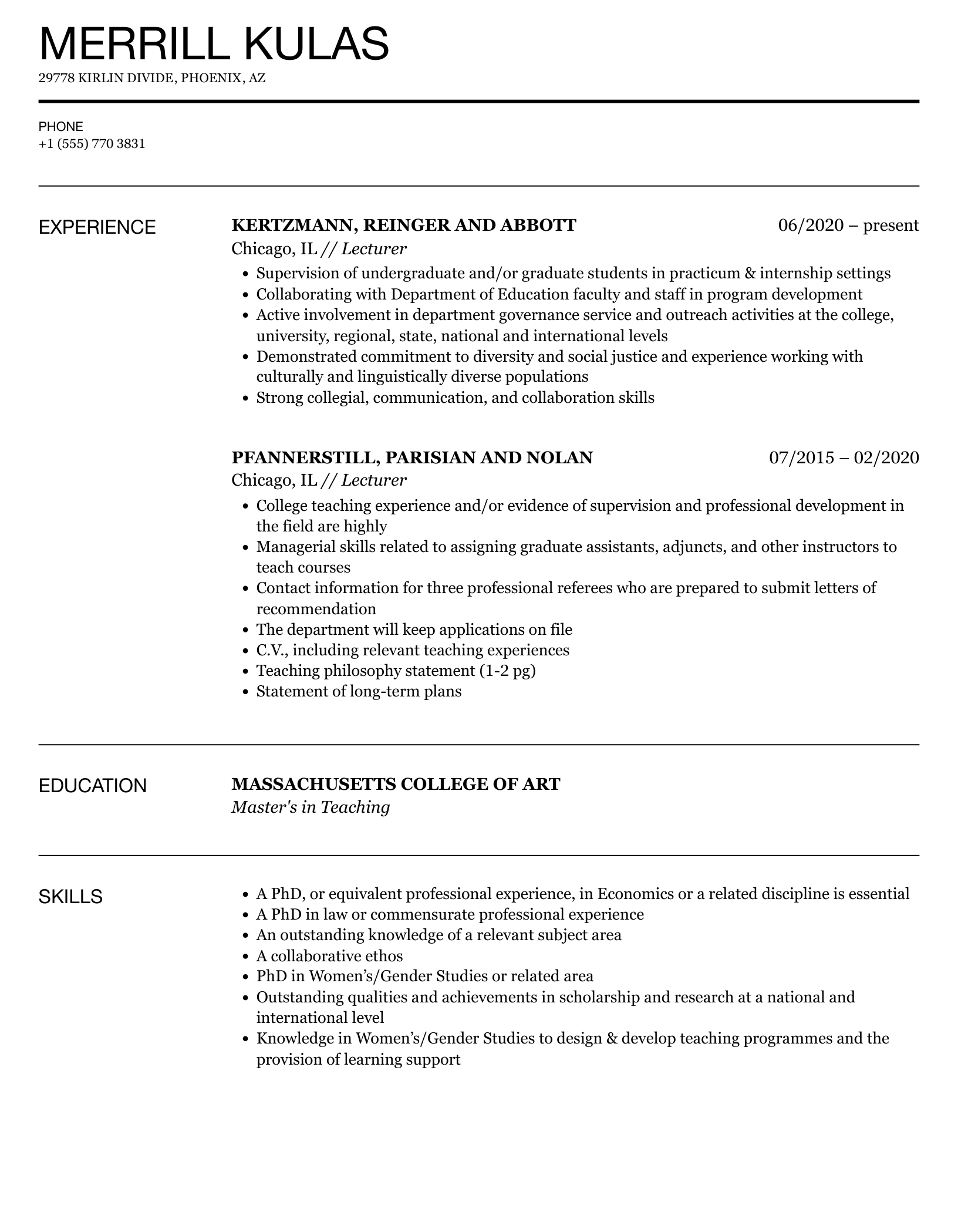 Sample Resume Format For Experienced Lecturer Sample Resume Vrogue