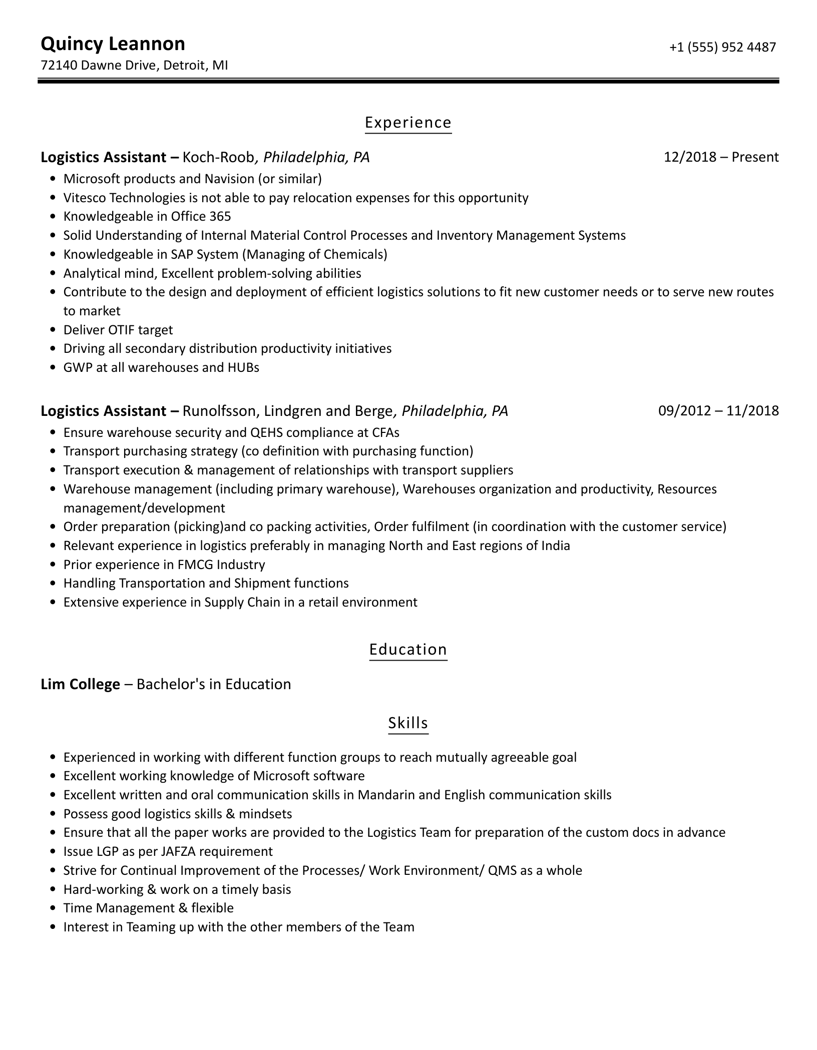 Logistics Assistant Resume Samples Velvet Jobs Logistics Assistant Resume Samples Velvet Jobs