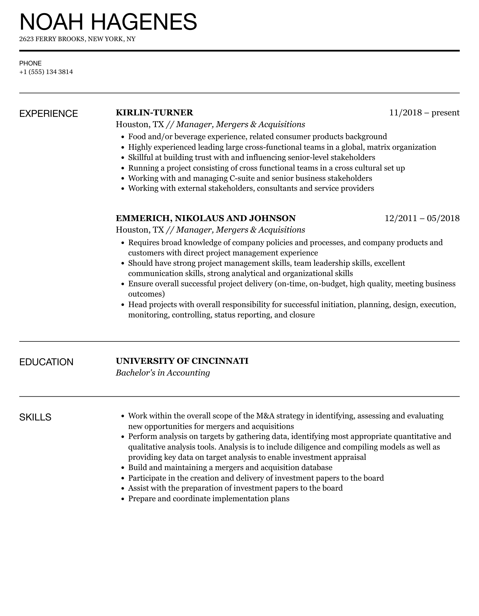 Merger And Acquisition Resume BettyCarrier Blog