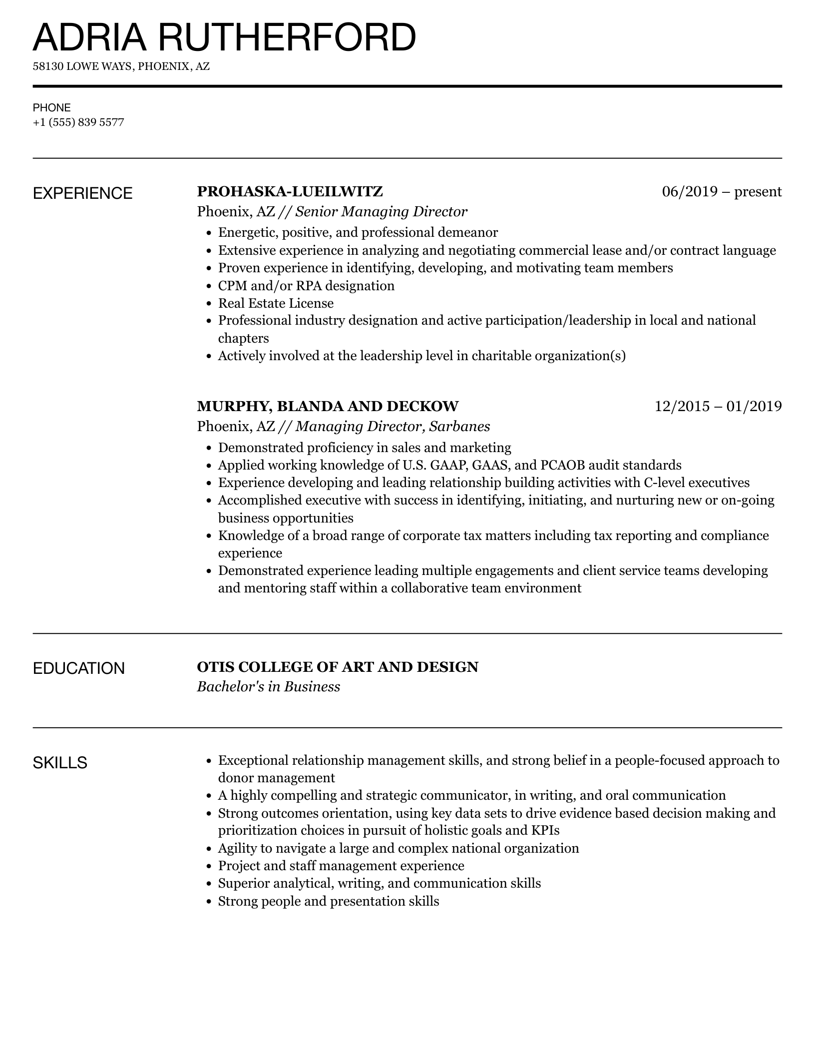 Managing Director Resume Samples Velvet Jobs