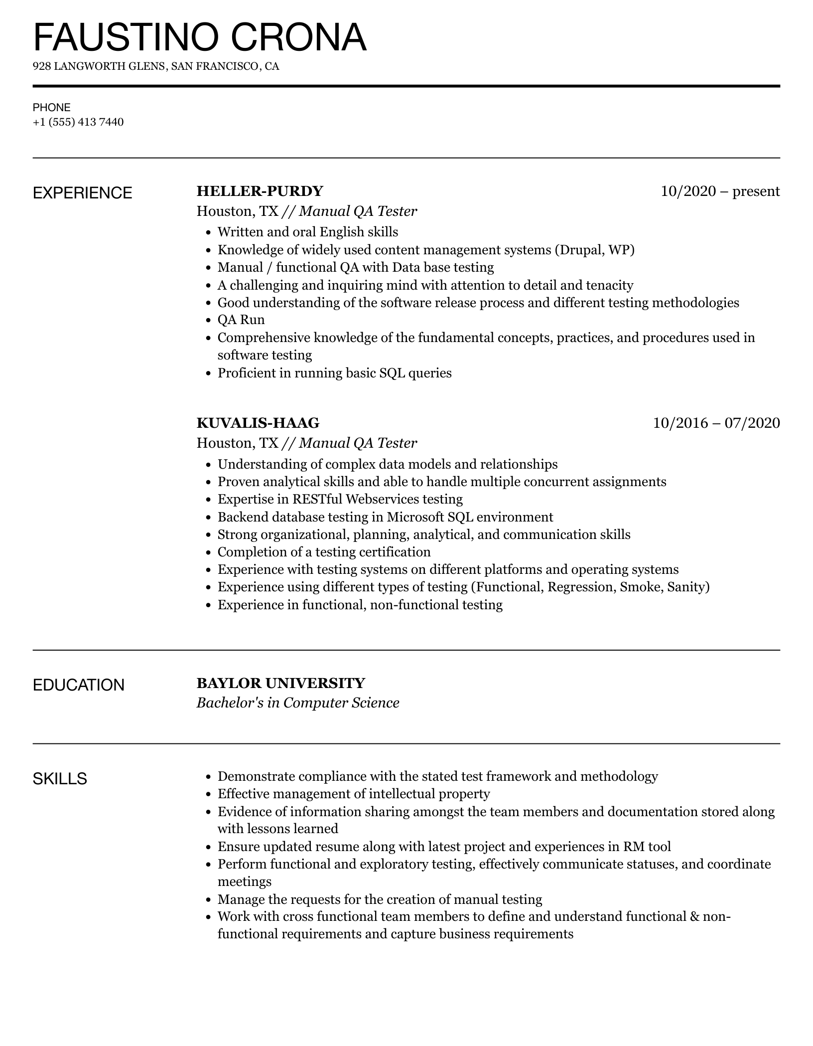Tunsoare Forma Insuficien Auditiv Manual Testing Resume Sample