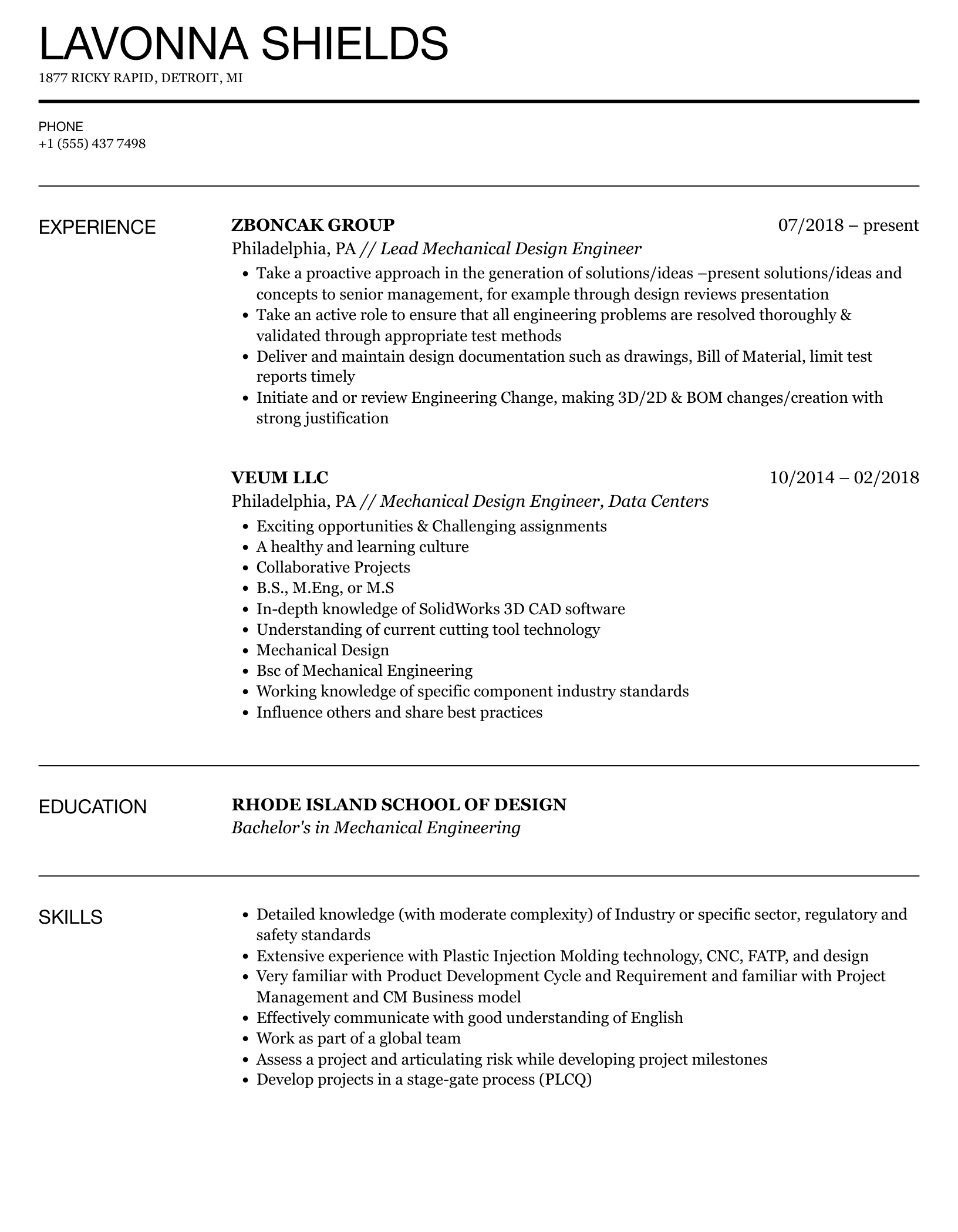 Mechanical Design Engineer Resume Sample Strategietechnik Blog