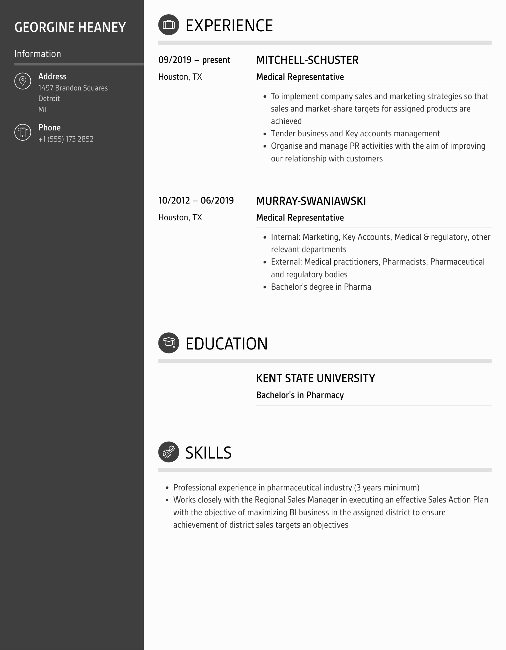 Medical Representative Resume