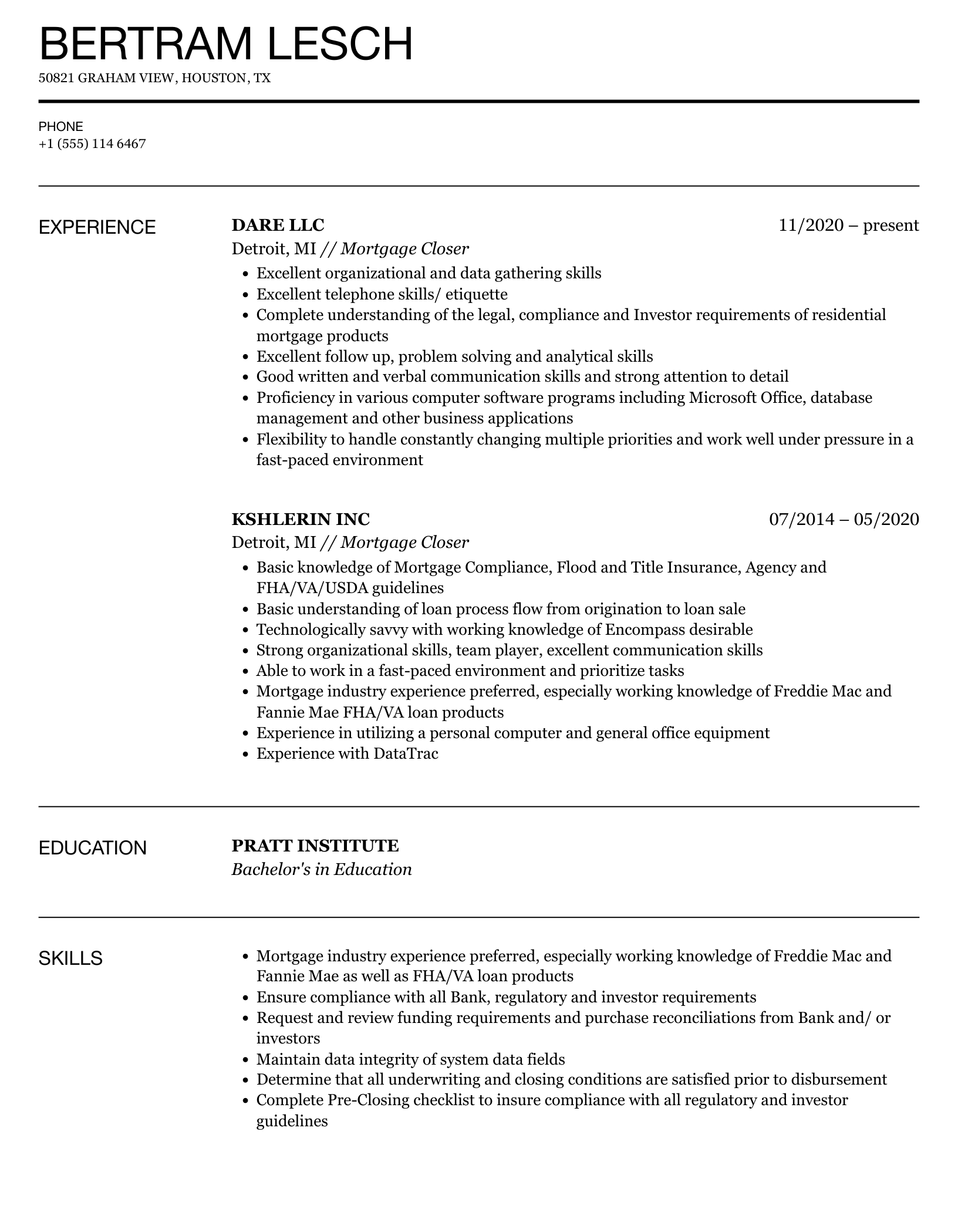 Mortgage Closer Resume Samples Velvet Jobs