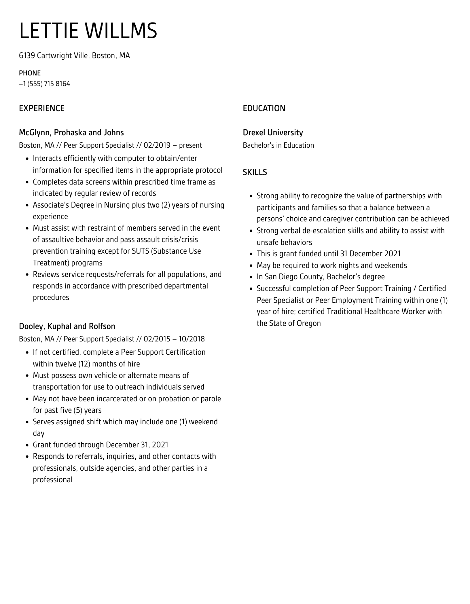 Peer Support Specialist Resume Peer Support Specialist Resume