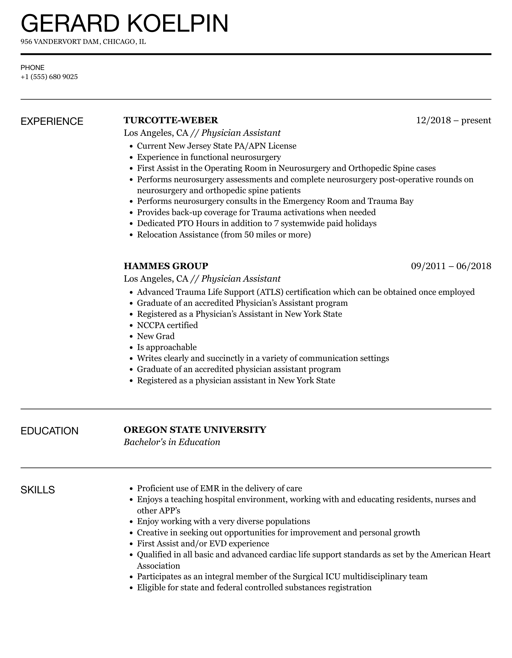 Physician Assistant Resume Samples Velvet Jobs