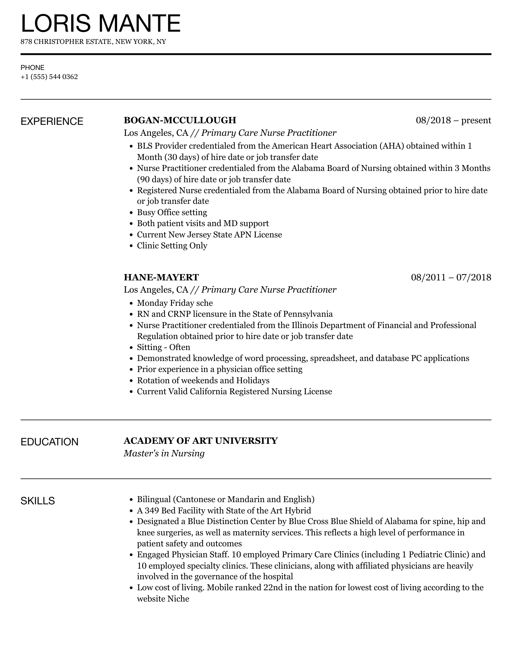 Primary Care Nurse Practitioner Resume Samples Velvet Jobs