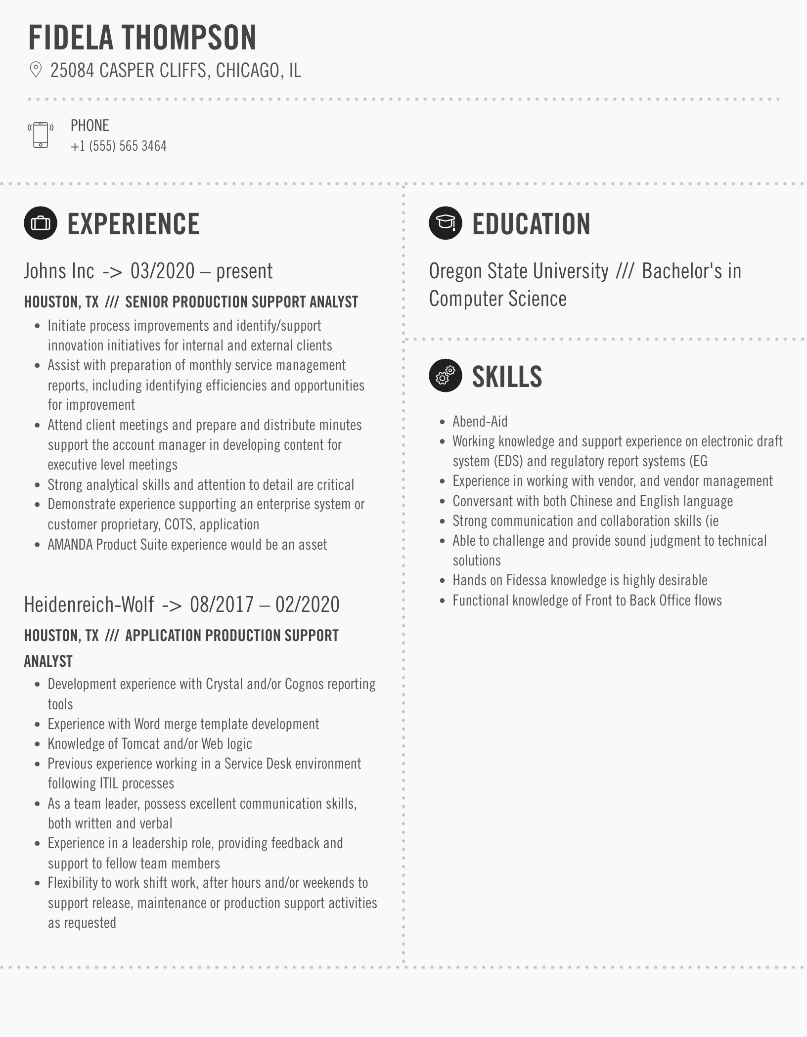 Production Support Analyst Resume Samples Velvet Jobs