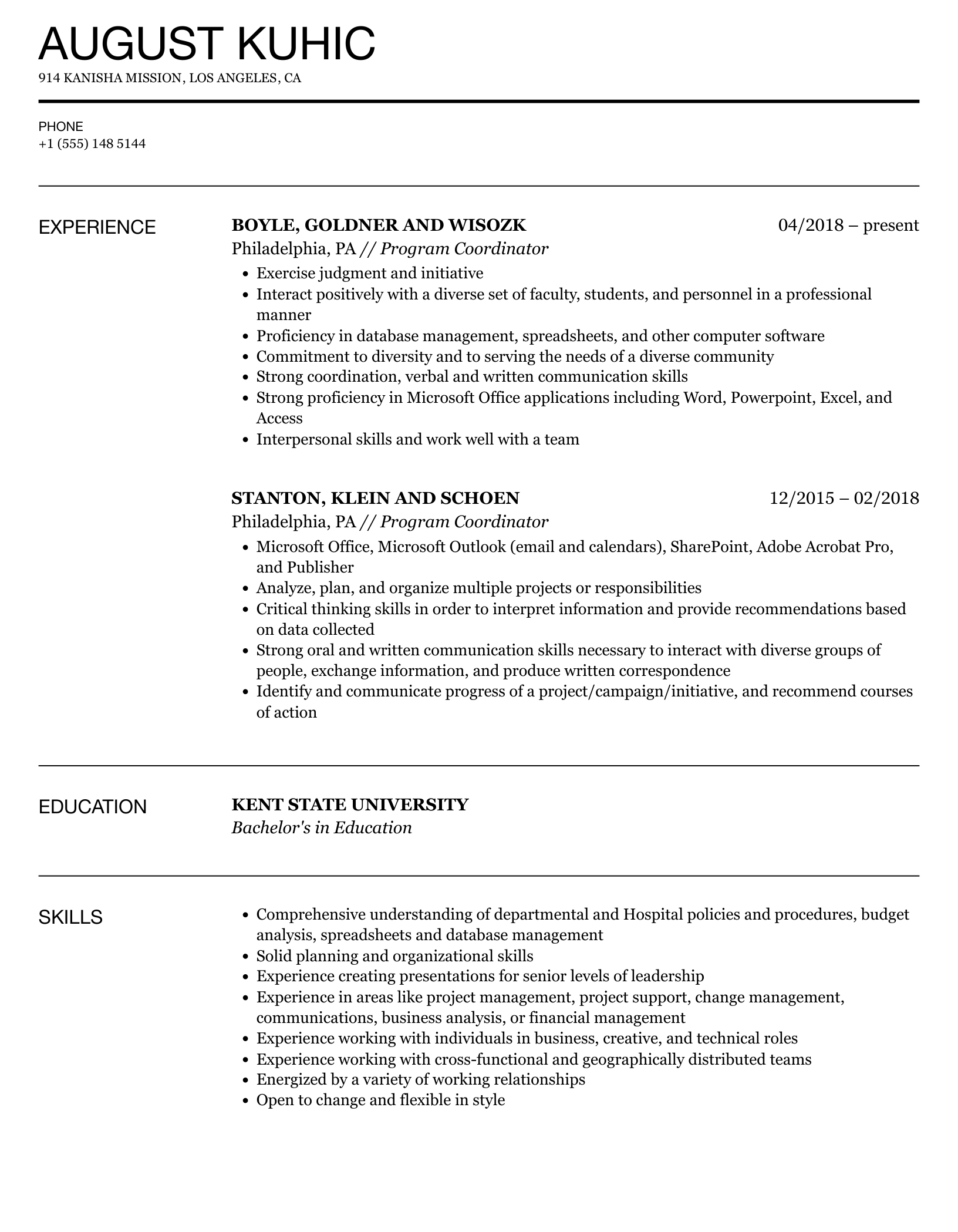 Program Coordinator Resume Samples Velvet Jobs