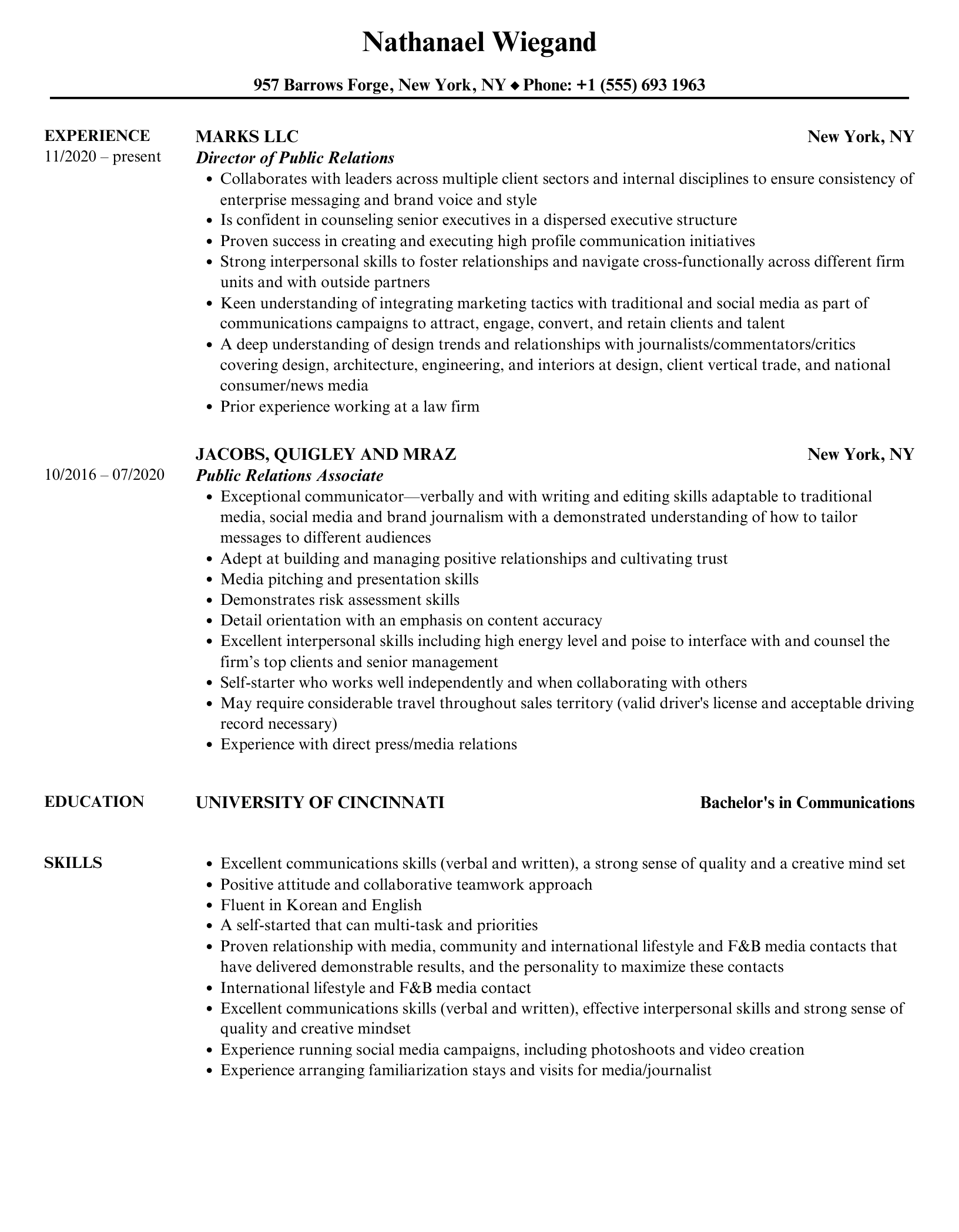 Public Relations Resume Template Prntbl concejomunicipaldechinu gov co