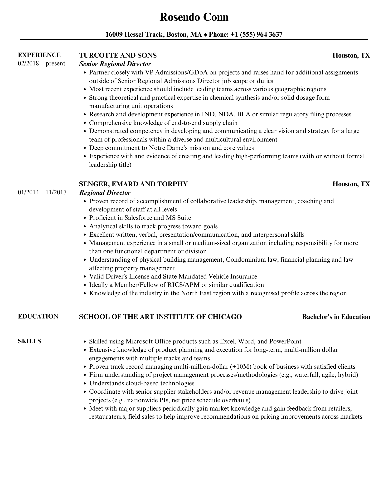 Regional Director Resume Samples Velvet Jobs