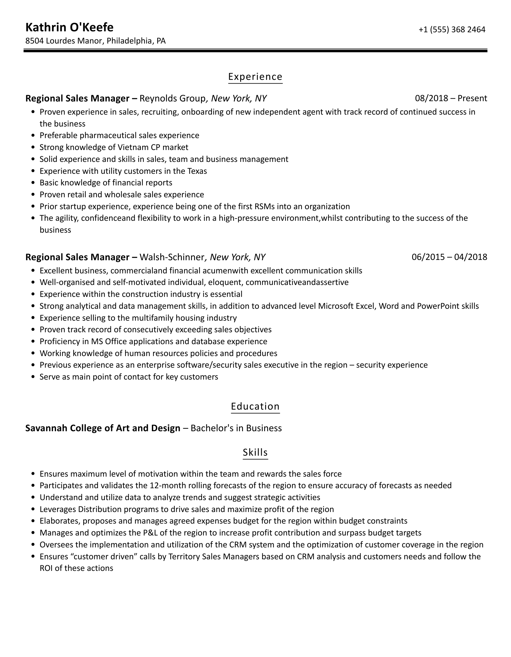 Regional Sales Manager Resume Samples Velvet Jobs