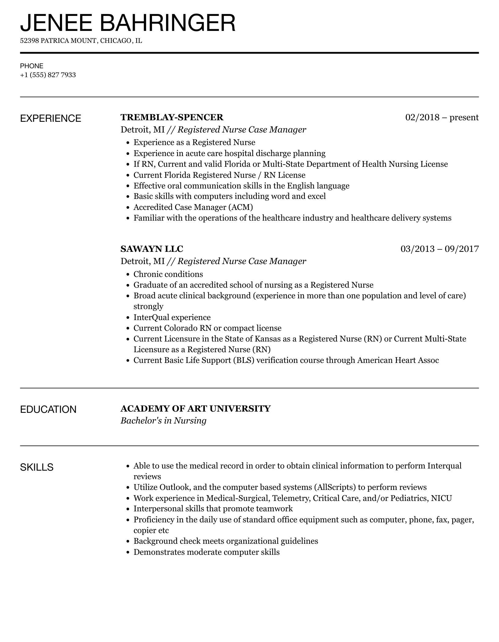 Registered Nurse Case Manager Resume Samples Velvet Jobs