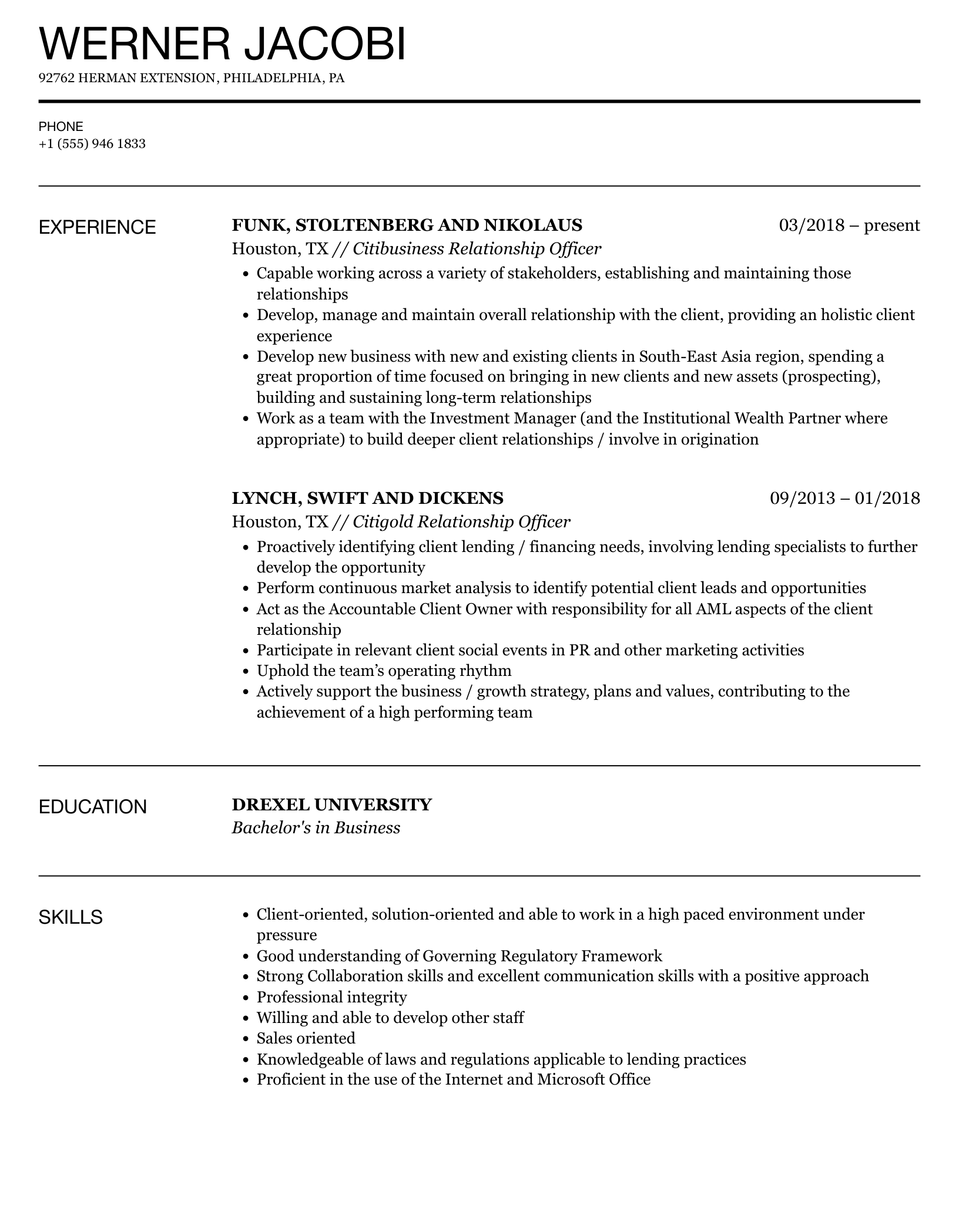 Relationship Officer Resume Samples Velvet Jobs