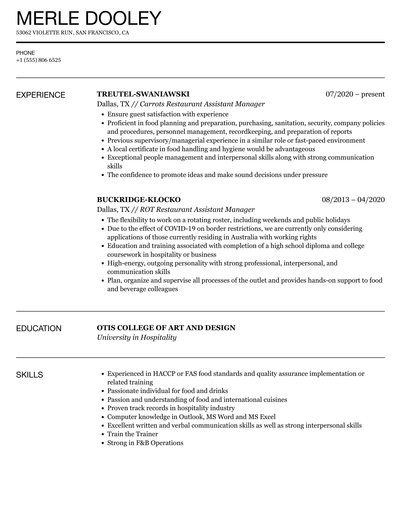 Assistant Floor Manager Restaurant Job Description Viewfloor co