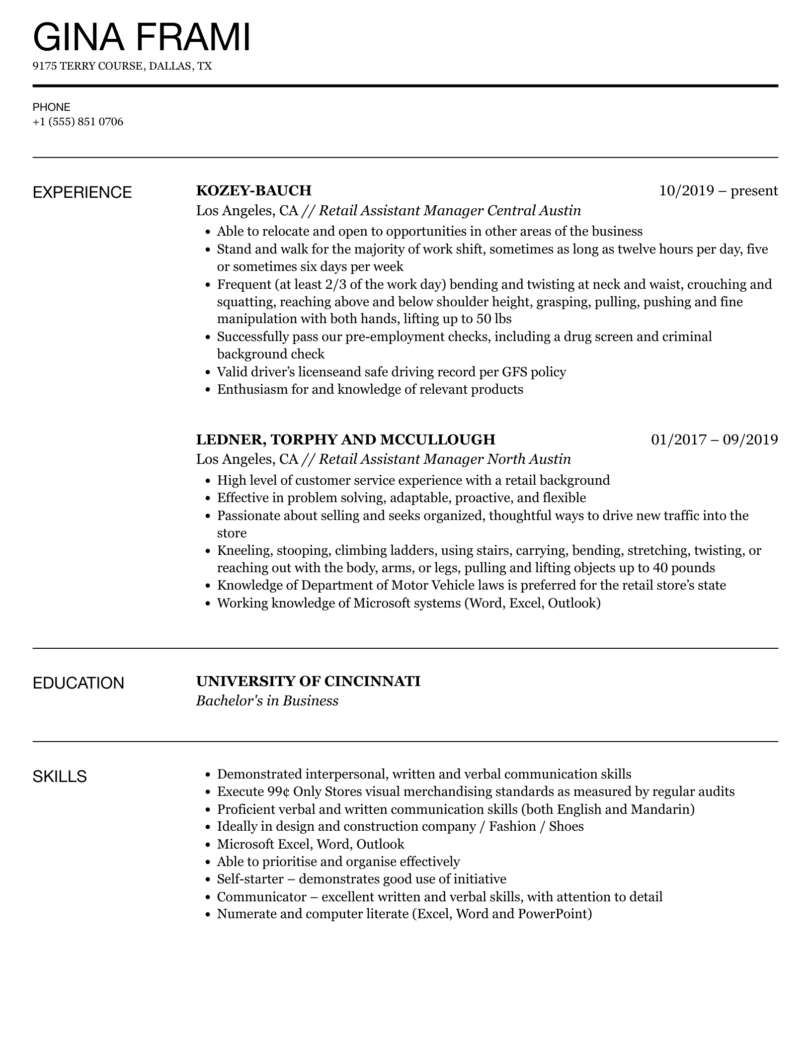 Retail Assistant Manager Resume Examples Djtpcompany