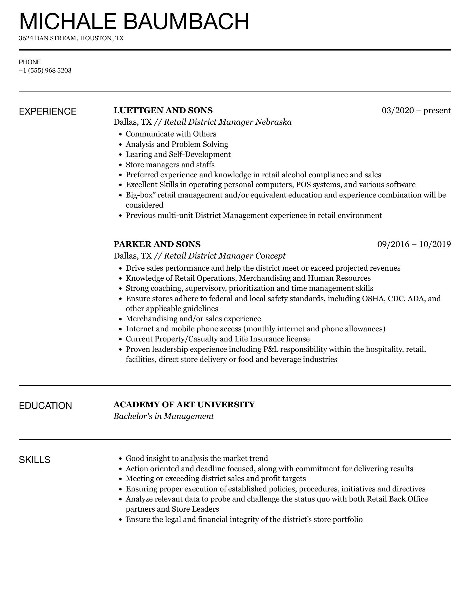  Retail District Manager Resume Examples Resume Example Gallery 