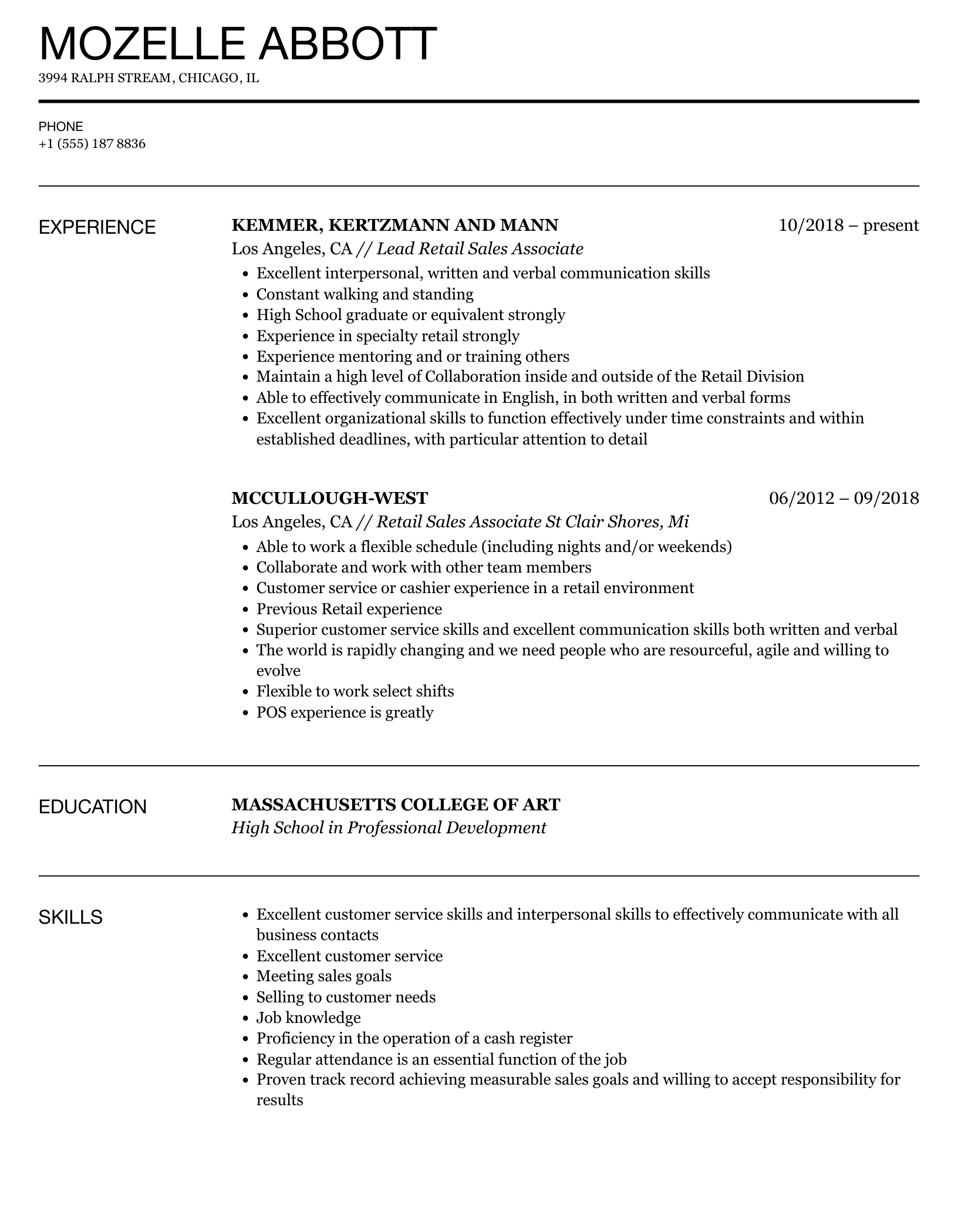 Retail Sales Associate Resume Samples Velvet Jobs