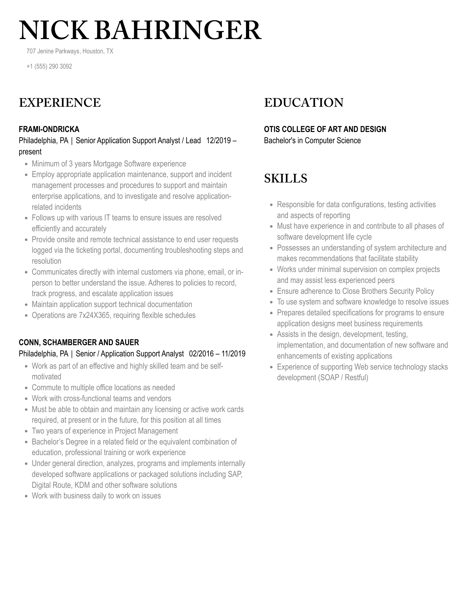 Senior Application Support Analyst Resume Samples Velvet Jobs