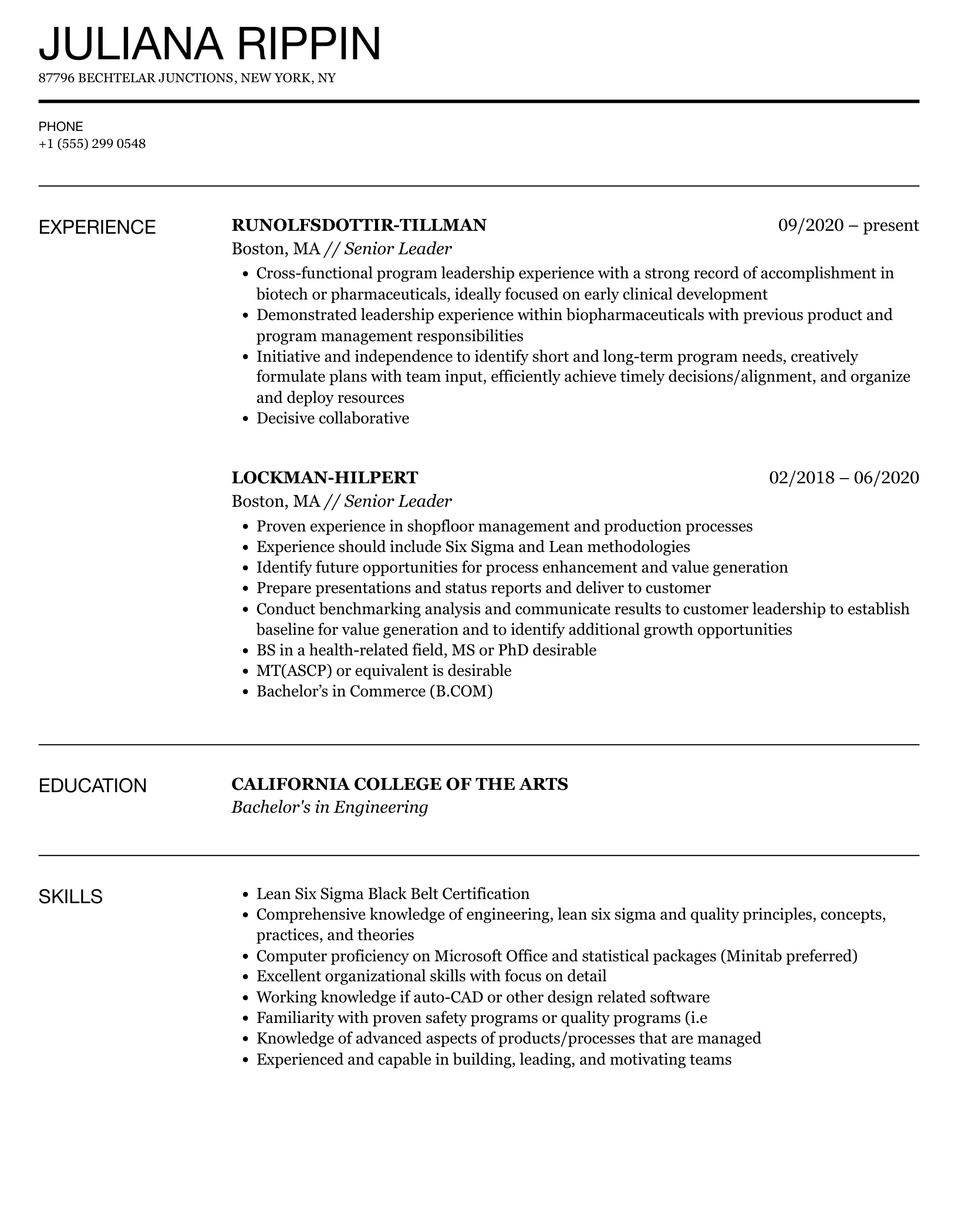 Senior Leader Resume Samples Velvet Jobs