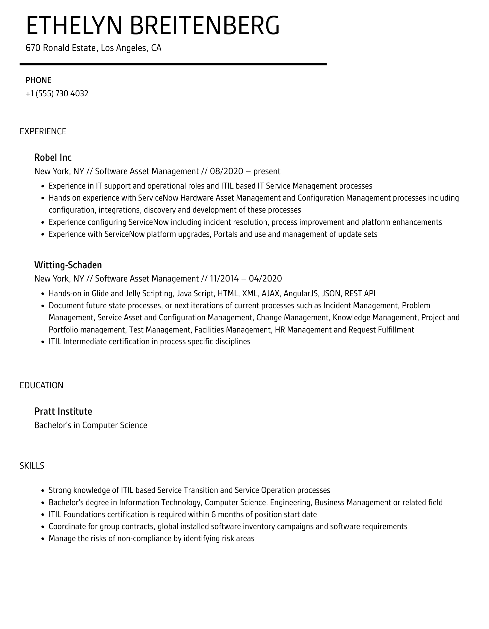 Software Asset Management Resume Samples Velvet Jobs