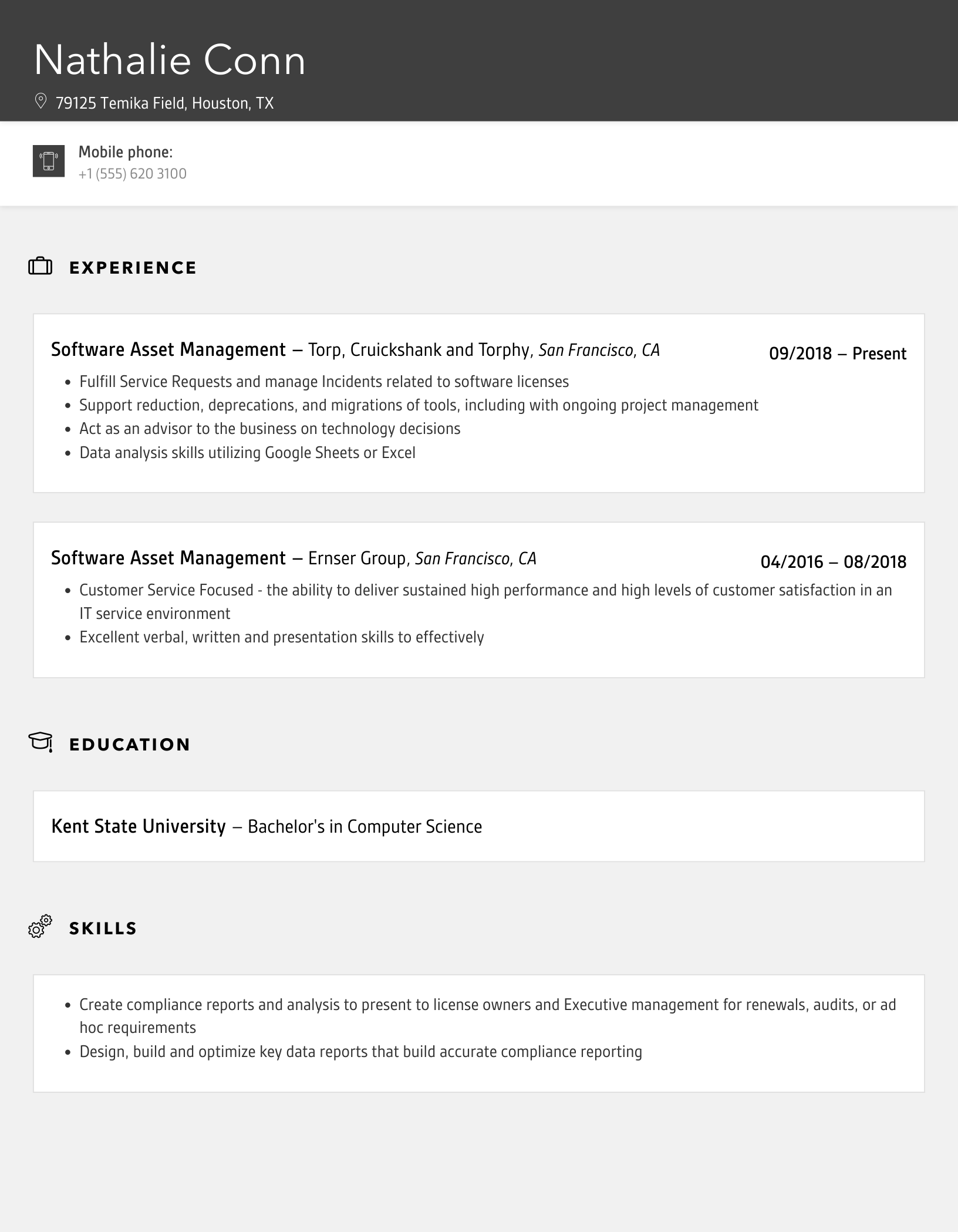 Software Asset Management Resume Samples Velvet Jobs