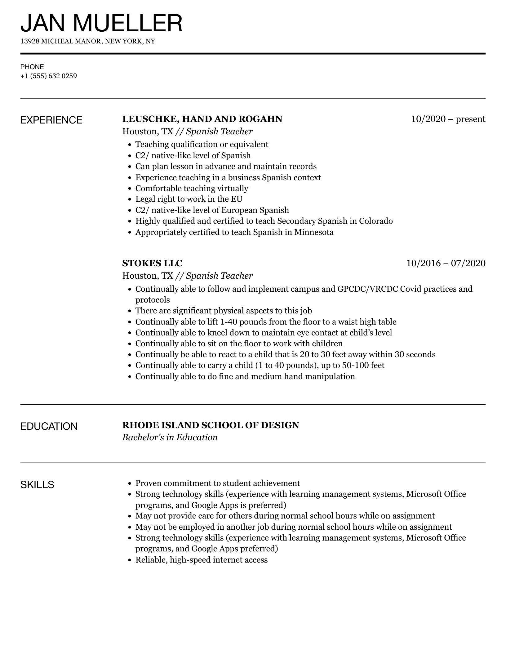Spanish Cv Template Printable Templates