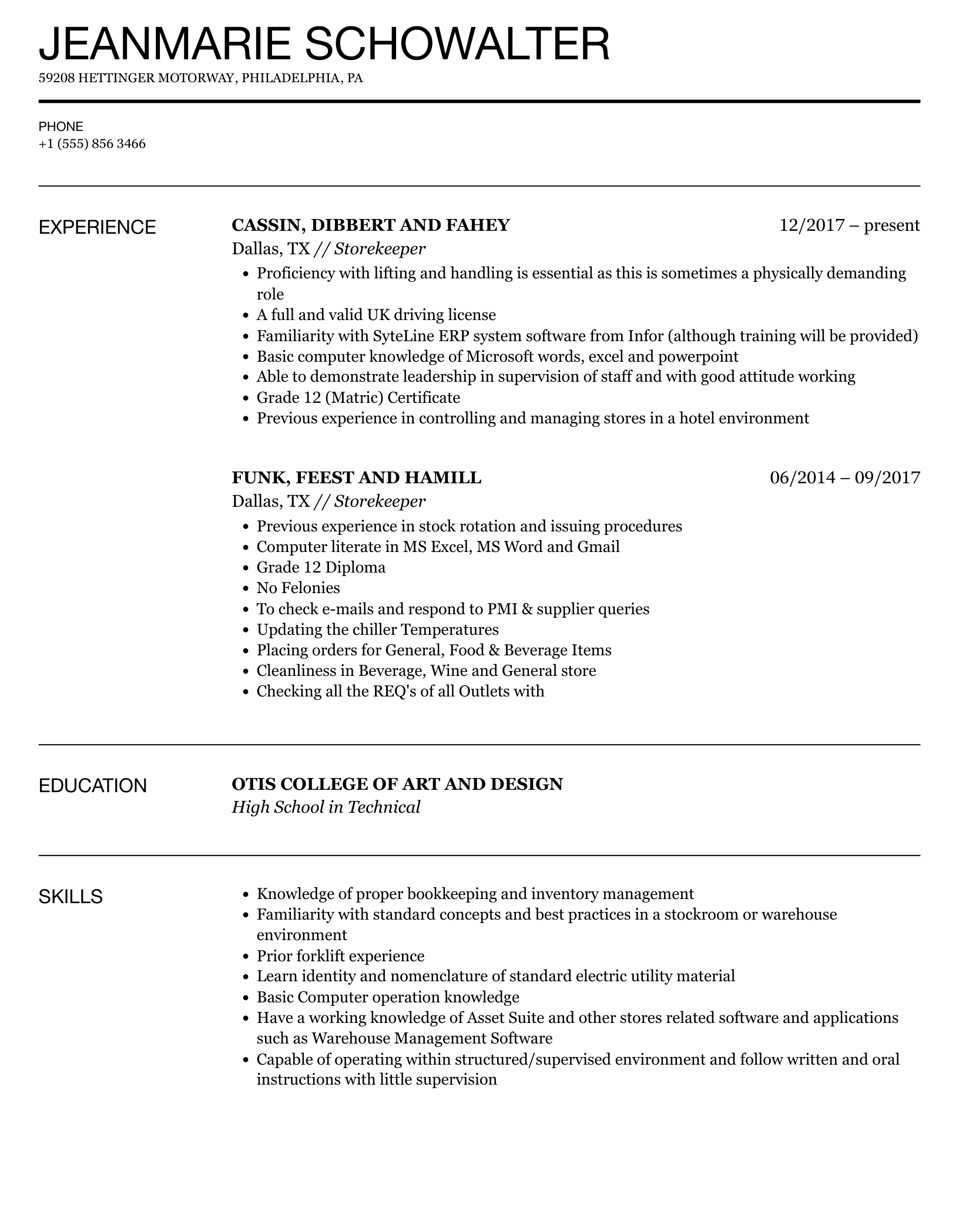 Download Free Resume Sample For Store Keeper Google S Vrogue co