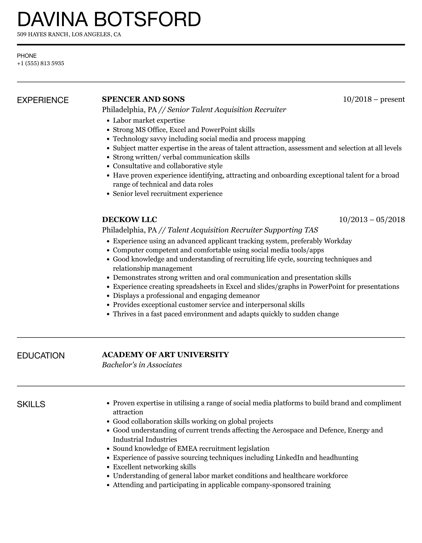 Recruiter Resume Template
