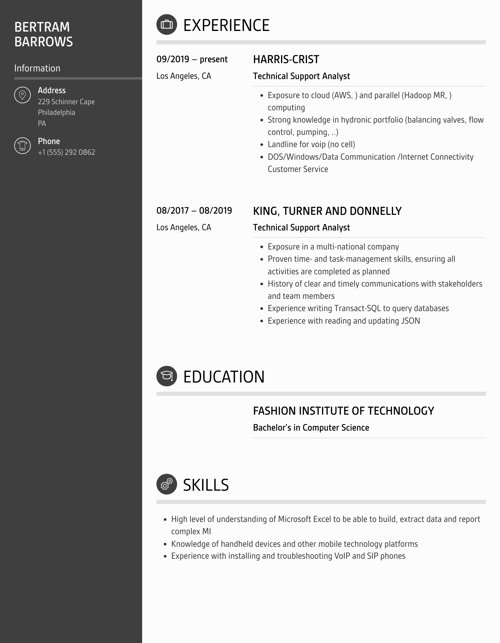 Technical Support Analyst Resume Samples Velvet Jobs