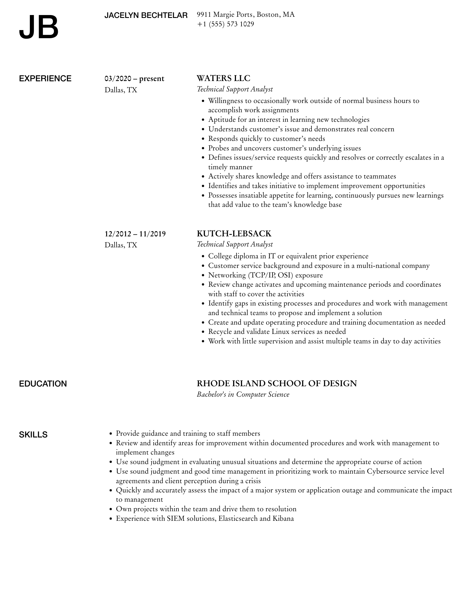 Technical Support Analyst Resume Samples Velvet Jobs
