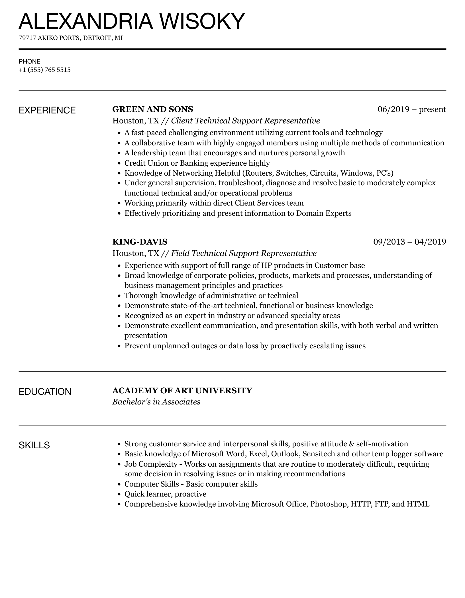 Technical Support Representative Resume Samples Velvet Jobs