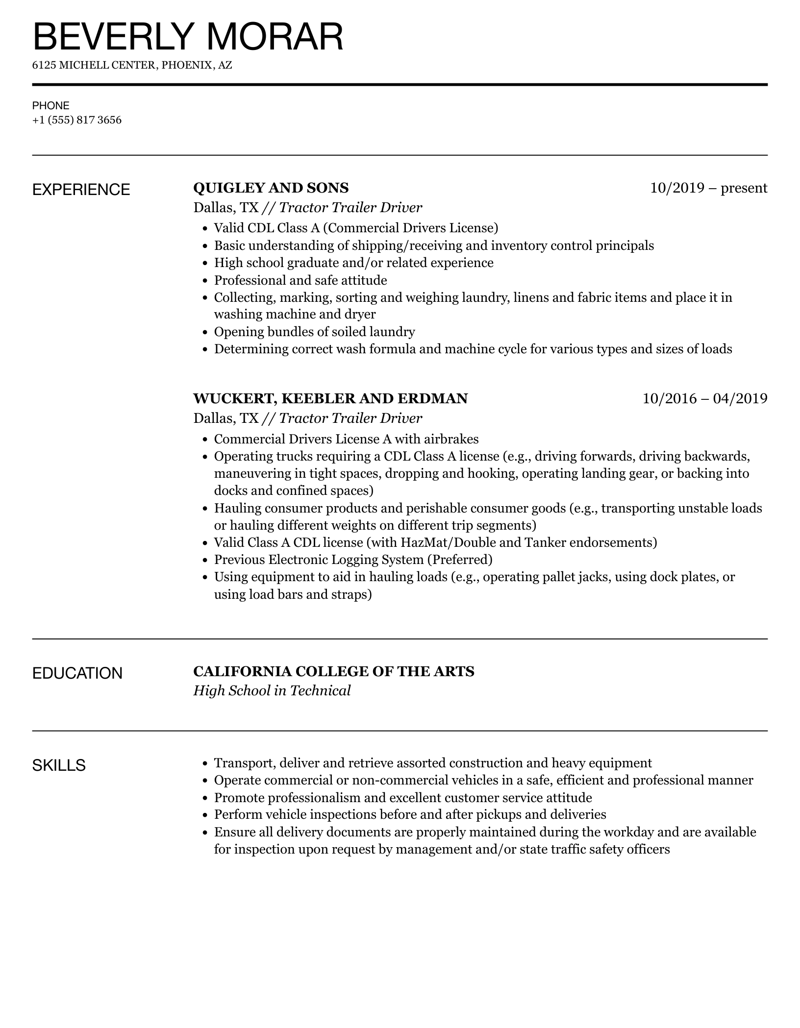 Tractor Trailer Driver Resume Samples Velvet Jobs Tractor Trailer Driver Resume Samples Velvet Jobs