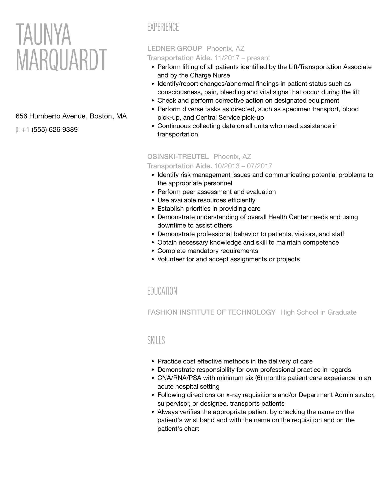 Transportation Aide Resume Samples | Velvet Jobs Transportation Aide Resume Samples | Velvet Jobs