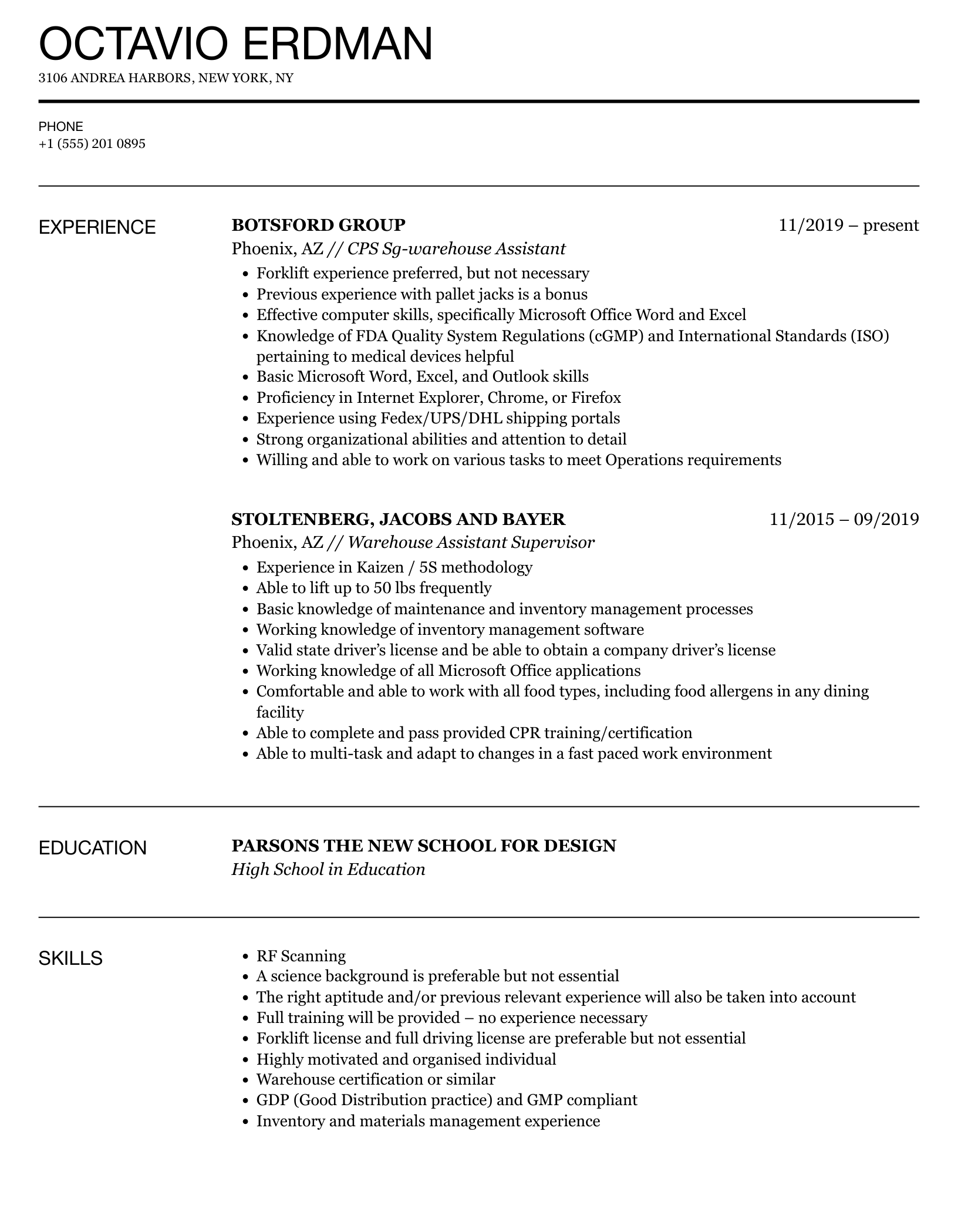 Warehouse Assistant Resume Samples Velvet Jobs