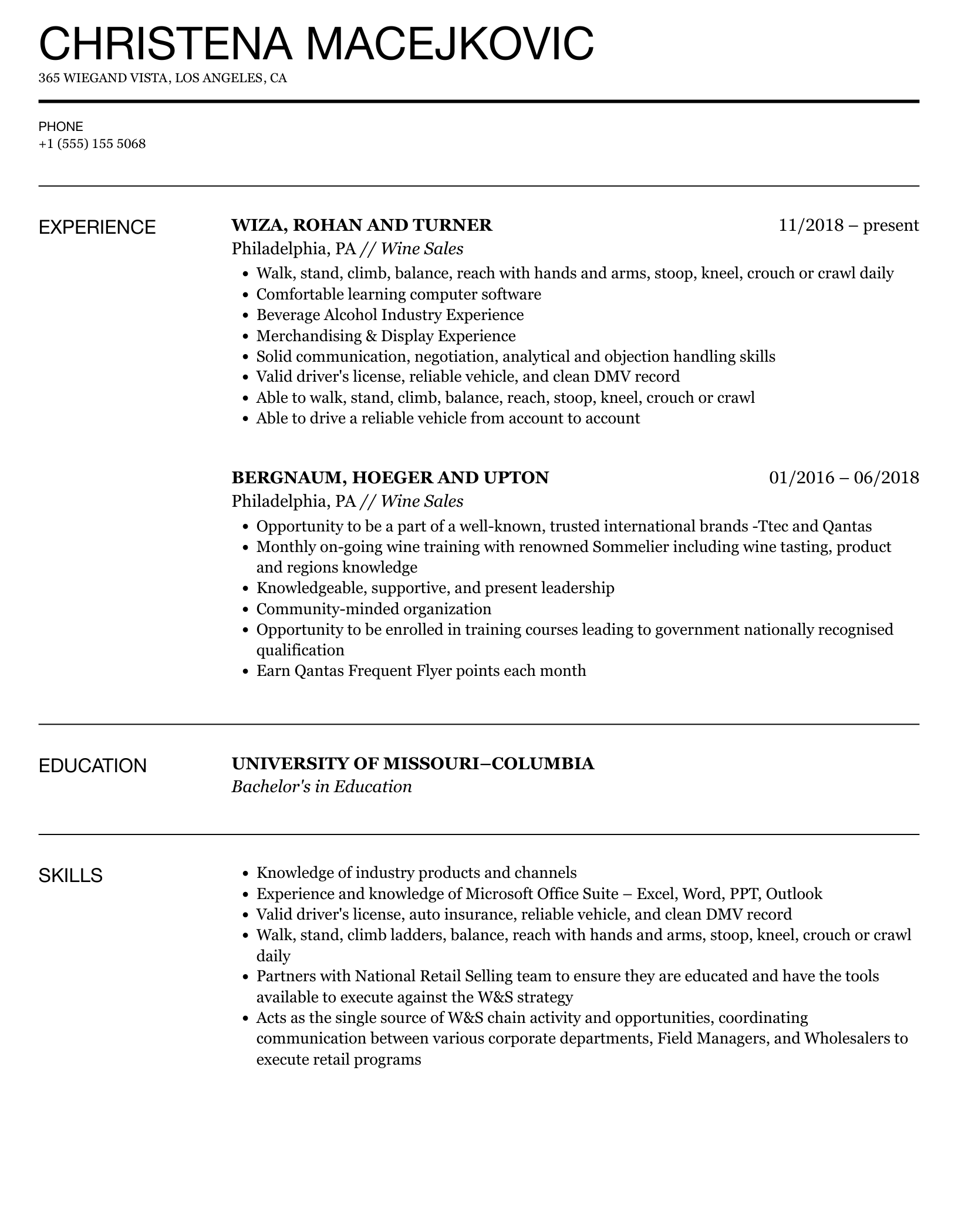 Wine Sales Resume Samples Velvet Jobs Wine Sales Resume Samples Velvet Jobs