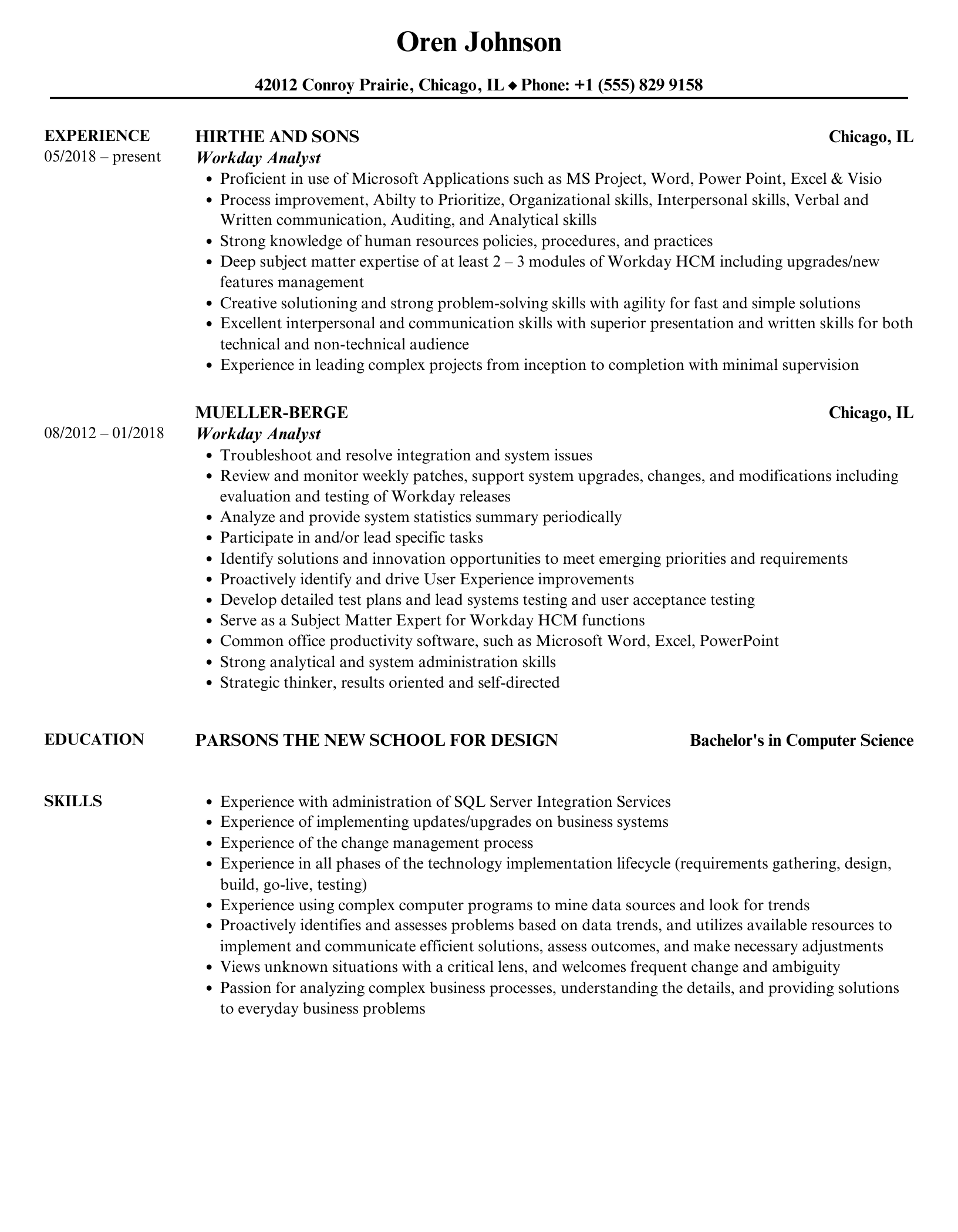 Workday Analyst Resume Samples Velvet Jobs